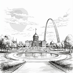 Gateway arch hand-drawn comic Royalty Free Vector Image