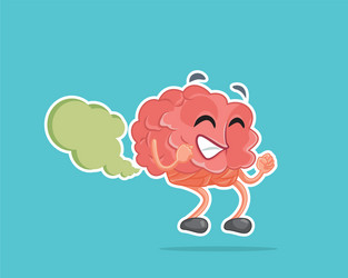 Funny brain having questions cartoon Royalty Free Vector