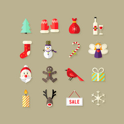 Flat christmas icons Royalty Free Vector Image