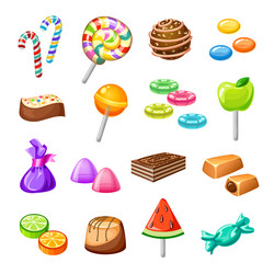 Cartoon set colorful candies Royalty Free Vector Image