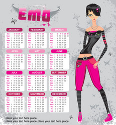 Emo calendar 2011 Royalty Free Vector Image - VectorStock