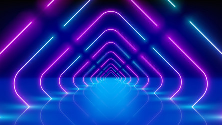 Glowing neon lines star shaped led arcade stage Vector Image