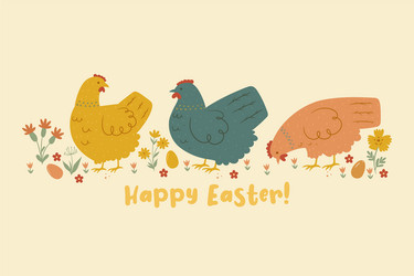 Happy easter 2020 with cute flat chicken ang egg Vector Image