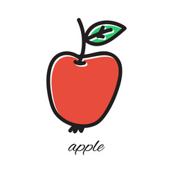 Doodle apple hand-drawn object isolated on white Vector Image