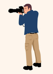 Photographer cartoon character with camera Vector Image