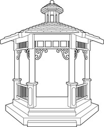 Red drawing of a bandstand Royalty Free Vector Image