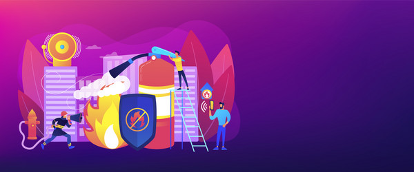 Fire protection concept banner header Royalty Free Vector