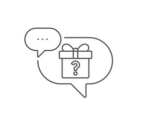 Gift box with question mark line icon present Vector Image