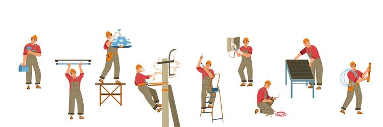 Cartoon electrician cable man Royalty Free Vector Image
