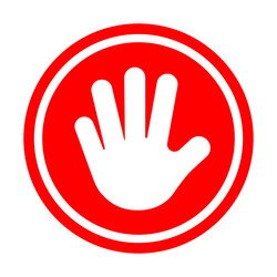 Prohibition sign with cartoon hand or icon Vector Image