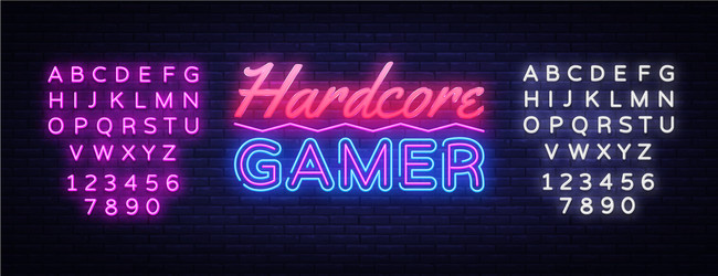 Pro gamer neon sign neon gaming design Royalty Free Vector