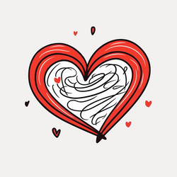 Heart hand-drawn comic doodle style cartoon Vector Image