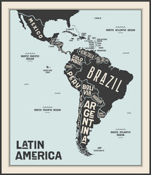 Map latin america poster Royalty Free Vector Image