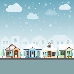 Winter city street snowy urban landscape Vector Image