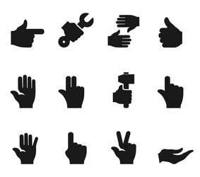 Hand icon collection silhouette Royalty Free Vector Image