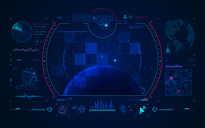 Terrain view from satellite with digital radar Vector Image