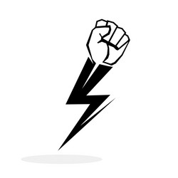 Fist with lightning fight concept protest icon Vector Image