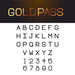 Gold vip letters alphabet Royalty Free Vector Image