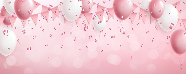 Celebration cute pink background with balloons Vector Image