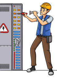 Electrician man colored cartoon Royalty Free Vector Image