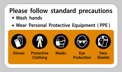 Safety first please follow standard precautions Vector Image