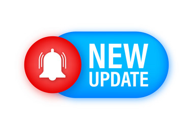 Modern label new update with bell banner element Vector Image