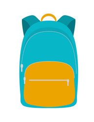 Cartoon purple school backpack holding pencil Vector Image