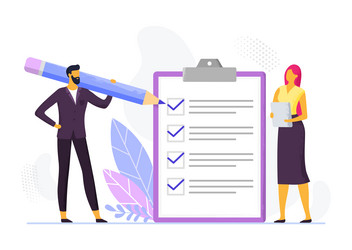 People with checklist Royalty Free Vector Image