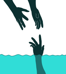 Help hand for drowning person life saving in sea Vector Image