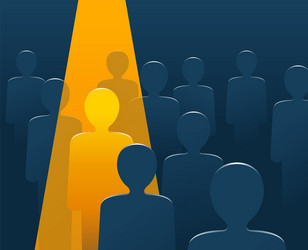 People row with one in spotlight Royalty Free Vector Image