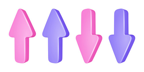Collection of realistic 3d pink arrow pointing Vector Image