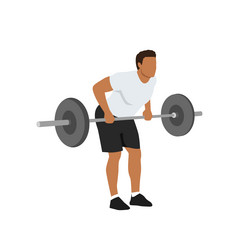 Athlete performs bent-over rows exercise Vector Image