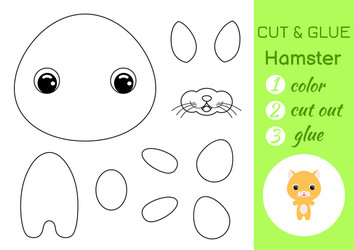 Cut and glue paper little hamster kids crafts Vector Image