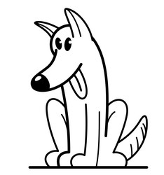 Funny cartoon dog sitting near his bowl satiated Vector Image