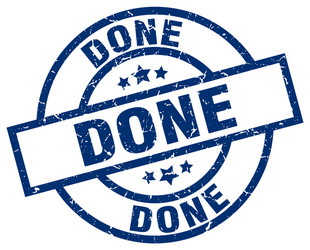 Done blue round grunge stamp Royalty Free Vector Image