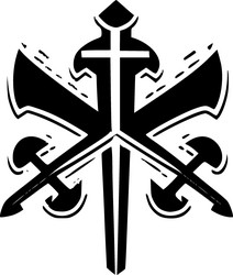 Three swords logo template Royalty Free Vector Image