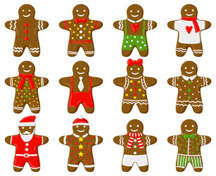 Sweet gingerbread man winter isometric christmas Vector Image