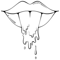 Melted lips with cherries Royalty Free Vector Image