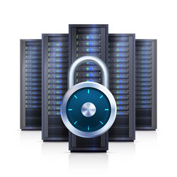 Server rack security shield realistic Royalty Free Vector