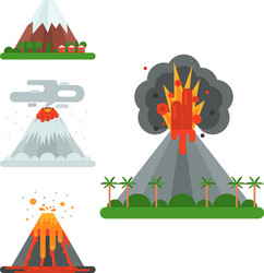 Cartoon boy scientist doing volcano experiment Vector Image