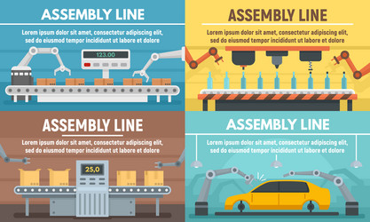 Assembly line icons set simple style Royalty Free Vector