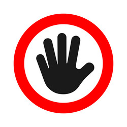 Prohibition sign with hand symbol or icon Vector Image