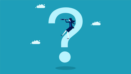 Businesswoman on a question mark problem solving Vector Image