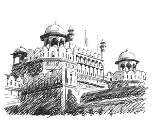 Red fort Royalty Free Vector Image - VectorStock