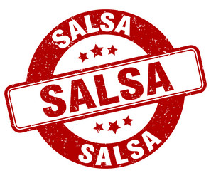 Salsa stamp label round grunge sign Royalty Free Vector