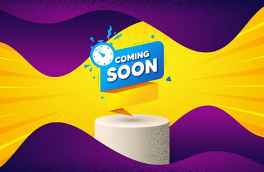 Coming soon paper banner timer announcement tag Vector Image