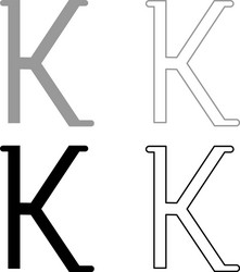 Kappa greek symbol small letter lowercase font Vector Image