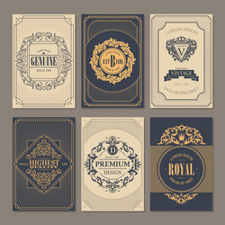 Crown vintage cards royal victorian style posters Vector Image