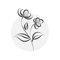 Flower wreath line art with abstract shape Vector Image