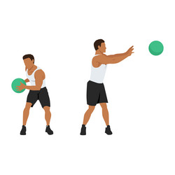 Side lateral medicine ball throw slam exercise Vector Image
